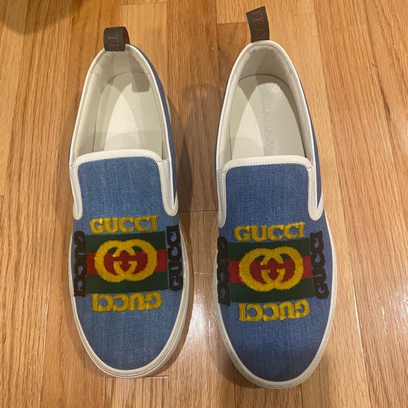 Gucci | Shoes | Gucci Mens Denim Slipon Sneakers Gucci Patch | Poshmark